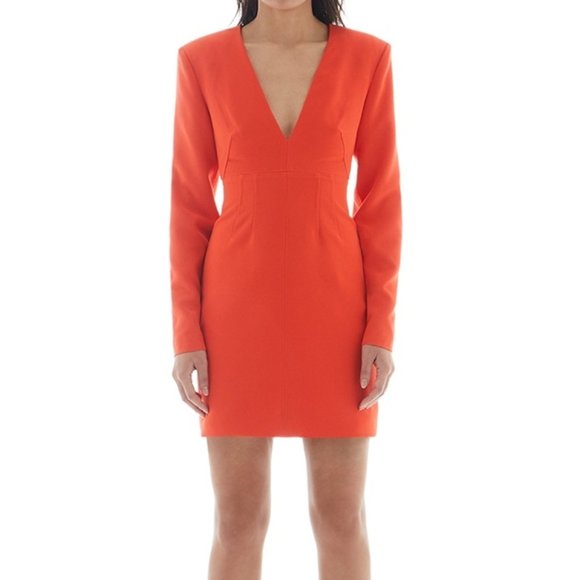 LBV | Dresses | Lbv V Neck Dress With Shoulder Pads Orange Size 4 6 Nwt ...